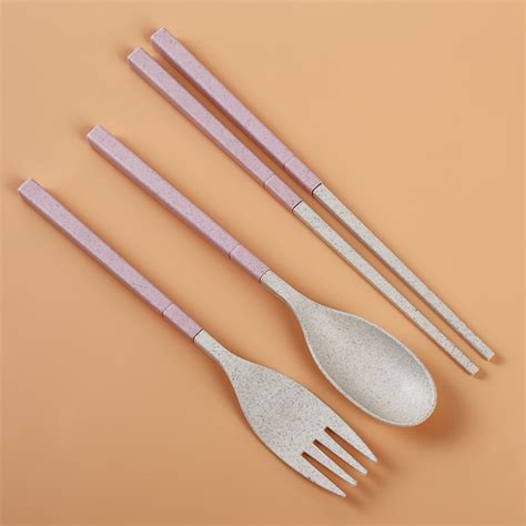 Portable Wheat Straw Fork Cutlery Set Foldable Fol Vicedeal