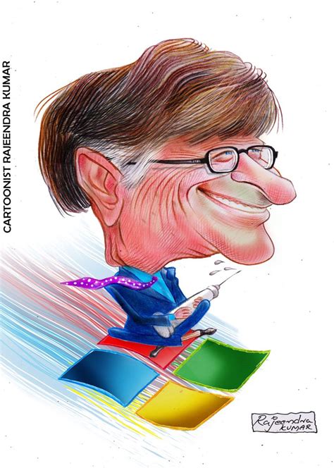 Bill Gates Caricature Microsoft Cartoonist Rajeendra Kumar Caricature Art Drawings