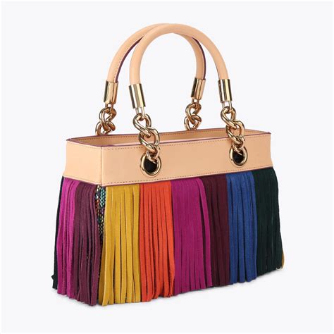 Sq Kensington Fringe Patent Black Tote Bag By Kurt Geiger London