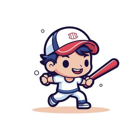 Baseball Player Cartoon Mascot Character Design Vector Image
