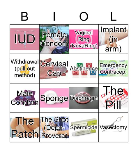 Birth Control Bingo Bingo Card