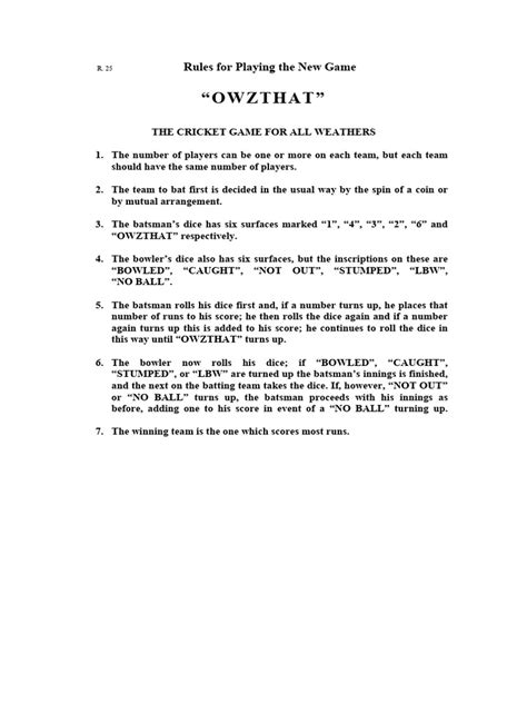 Rules For Playing Owzthat Pdf