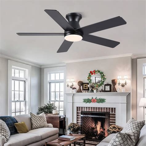 52 Inches Rgb Flush Mount Ceiling Fan With Lightreversible Dc Motor