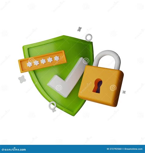 3d Shield Icon Lock Password Render Secure Concept Secret Personal Data Authentication