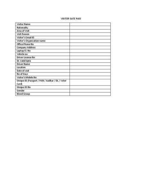 Visitor Gate Pass Tata Bsl Pdf