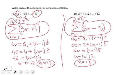 Arithmetic Series Using Sigma Notation Youtube