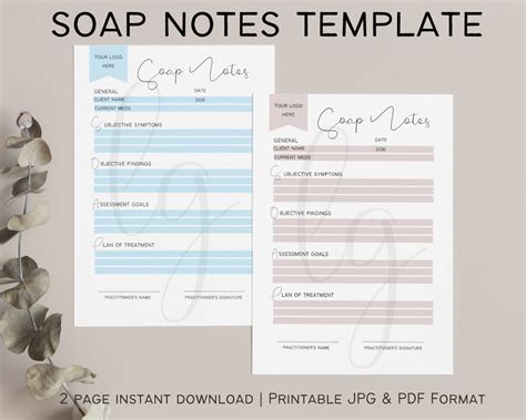Soap Notes Template Soap Notes Format Esthetician Business