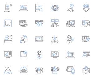 Implement Line Icons Collection Execute Apply Vector Image