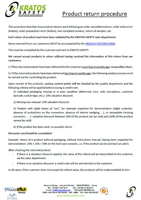 Product Return Procedure