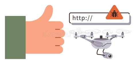 Cybersecurity Risk With Drones And Internet Bugs Illustrated By Thumbs