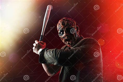Scary Halloween Theme And Halloween Makeup Scary Man With A Burnt Face