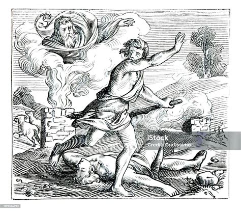 Cain Murdering His Brother Abel Illustration 1882 Stock Illustration