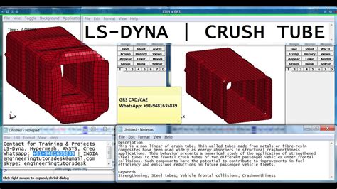 Ls Dyna Explicit Dynamic Analysis Crush Tube Nonlinear Analysis Grs Youtube