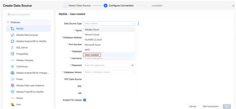 How To Add A User Created Mysql Data Source Quick Bi Alibaba Cloud Documentation Center