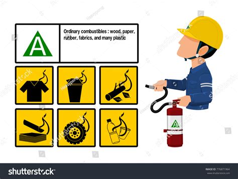 Set Class Fire Icon Industrial Worker Stock Vector Royalty Free