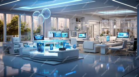 Premium Ai Image Luxurious Computer Science Futuristic Robotic Lab Glossy Uhd Background