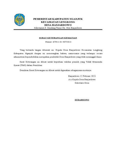 Surat Keterangan Kematian Kolektif Pdf