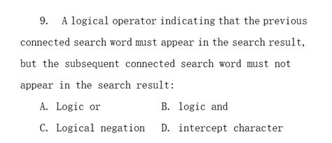 9 A Logical Operator Indicating That The Previous Chegg Com