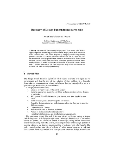 Pdf Recovery Of Design Pattern From Source Code