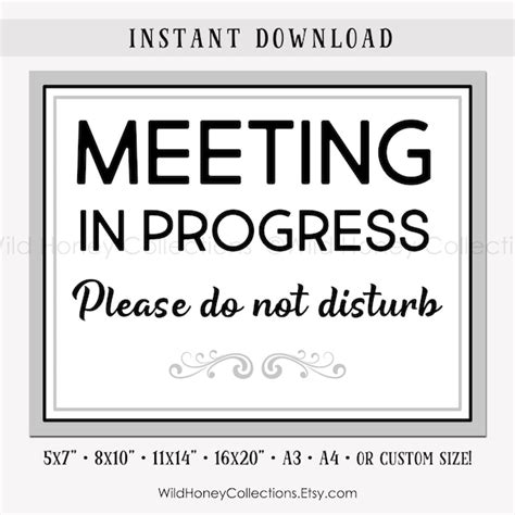 Meeting In Progress Sign Printable Etsy