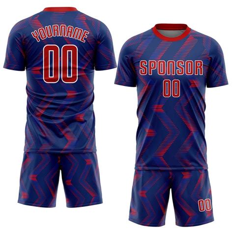 Custom Navy Red White Sublimation Soccer Uniform Jersey Custom Soccer