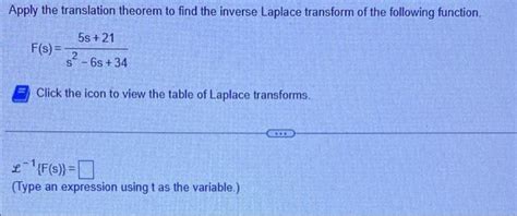 Solved Apply The Translation Theorem To Find The Inverse