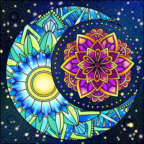 Pin By Elsebeth Thorbjorn Hoegh Jense On Finished Mandala Arts Moon Stars Art Mandala