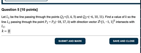 Solved Let L1 Be The Line Passing Through The Points