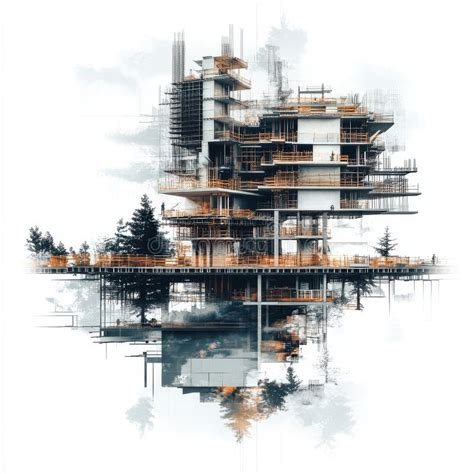 Modern Building Under Construction Abstract Design Urban Development