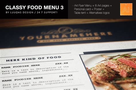 Classy Food Menu 3 On Yellow Images Creative Store