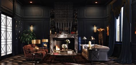 Classic Dark Interior 3d Visualizationanddesign Behance