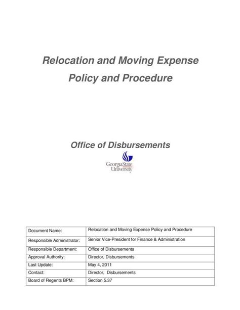 Relocation Policy Template