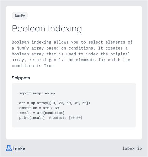 boolean indexing numpy flashcard labby labex