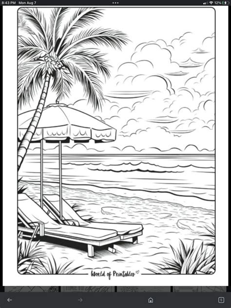 Relaxing Beach Coloring Page