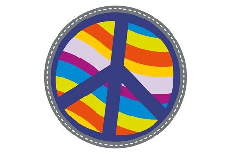 Peace Sign Round Rainbow Sticker Retro Graphic By Microvectorone