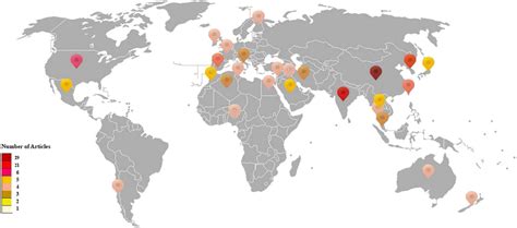 Geographical Map Of The Dependency Country Of The First Authors Of The