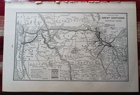 1897 Train Route Map Great Northern Railway Lines Pacific Coast Montana Central £9 77 Picclick Uk