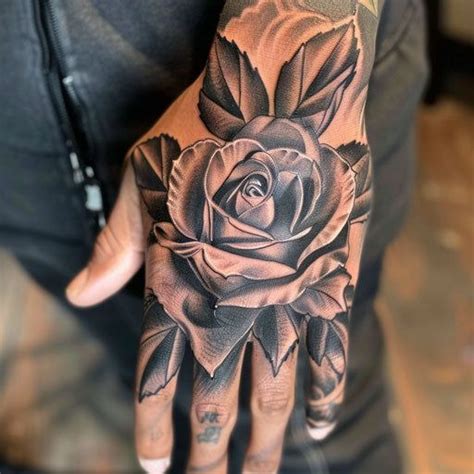 Rose Hand Tattoo Men Stencil Edgy Design For Bold Self Expression