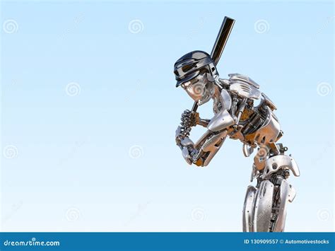 Baseball Player Robot Human And Cyborg Robotic Integration Concept Robotic Technology 3d