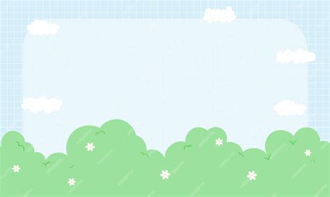 Premium Vector Cute Kawaii Grid Clouds And Cartoon Background With