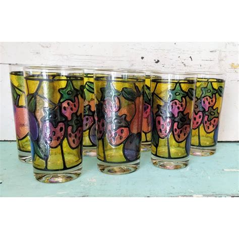 Vintage Colored Fruit Drinking Glasses Set 7 Chairish