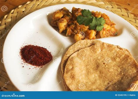 Chapathi And Curry Indian Food Stock Image Image Of Eating Powder