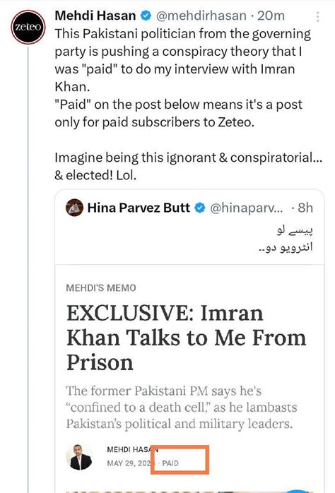 Hina Jis Lums Graduate First Ever Interaction With Mehdi Hasan R Pakistan