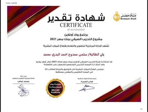 Salma Elbadry Mba On Linkedin Completed Online Training Of Banque Misr