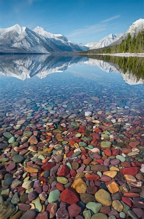 Glacier National Park Montana Colored Rocks Lago Flathead Lake