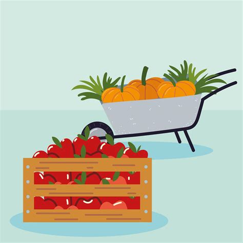Wheelbarrow Basket Fruits 4206354 Vector Art At Vecteezy