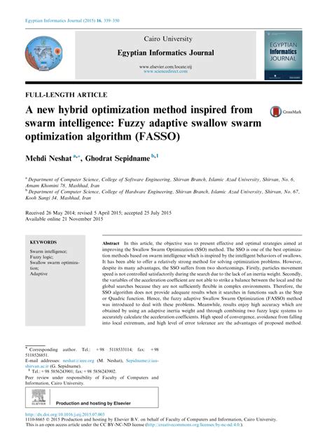 Pdf A New Hybrid Optimization Method Inspired From Swarm Intelligence
