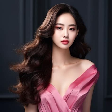 Premium Photo Young Beautiful Cute Asian Model Wearing A Pink Color