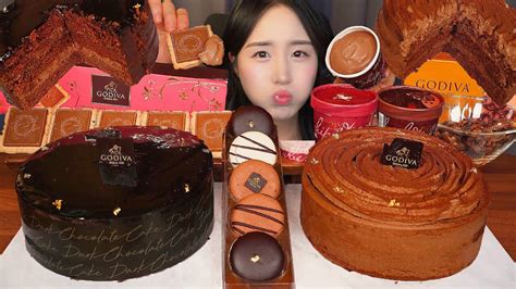 꾸덕 달콤의 끝판왕🍫고디바 초콜릿 케이크 And 마카롱 And 아이스크림 먹방 Asmr Mukbang 디저트ㅣdessert Godiva Chocolate Cake Youtube