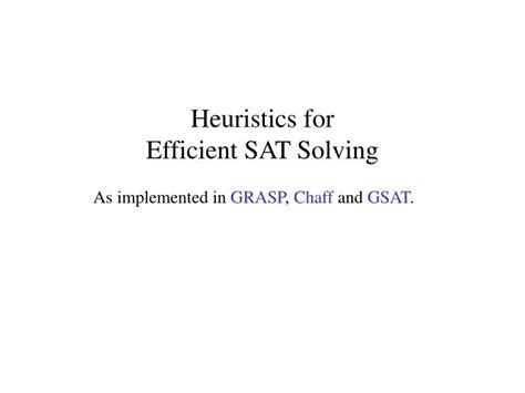 Ppt Heuristics For Efficient Sat Solving Powerpoint Presentation Free Download Id5126023